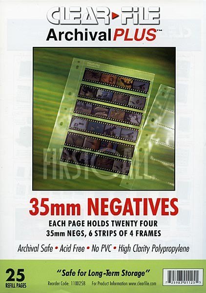 Clearfile 11B Negative Pages 35mm Archival Plus Pack of 25 — Firstcall Photographic